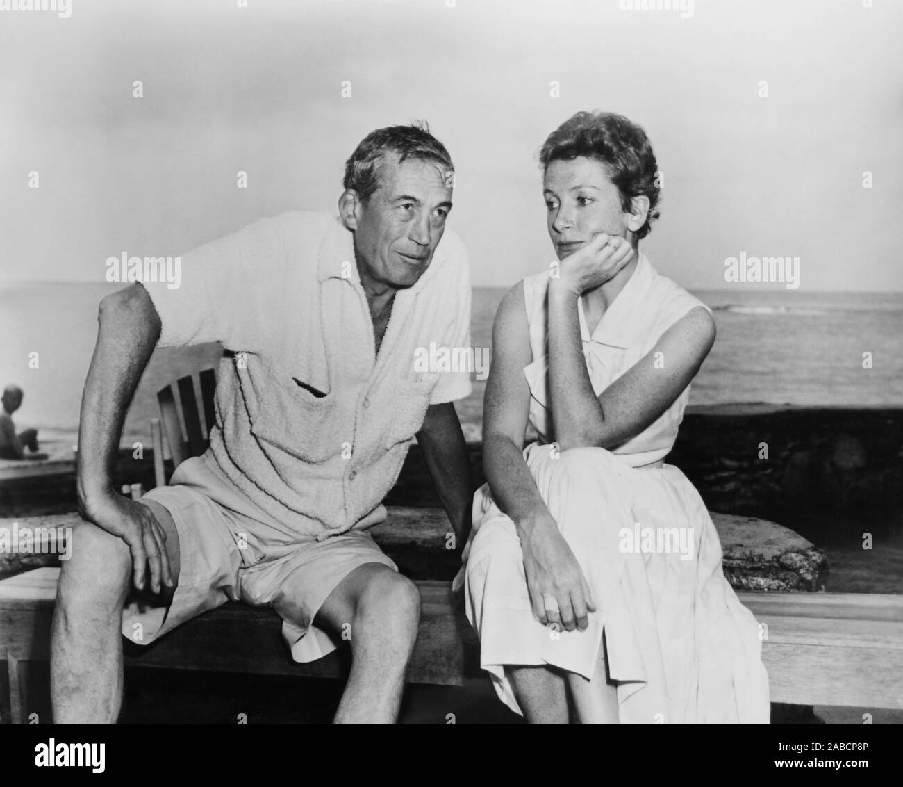 HEAVEN KNOWS MR. ALLISON, from lft; director John Huston, Deborah Kerr ...