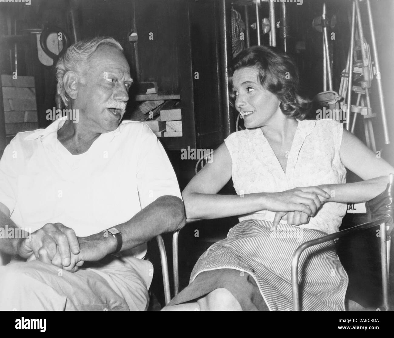 HUD, from left: Melvyn Douglas, Patrcia Neal on set, 1963, TM ...