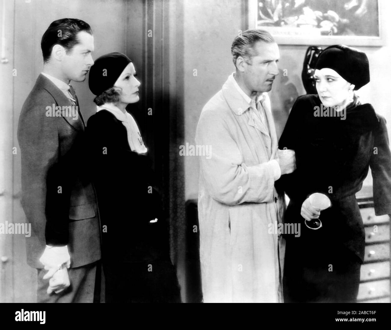 INSPIRATION, from left, Robert Montgomery, Greta Garbo, John Miljan ...