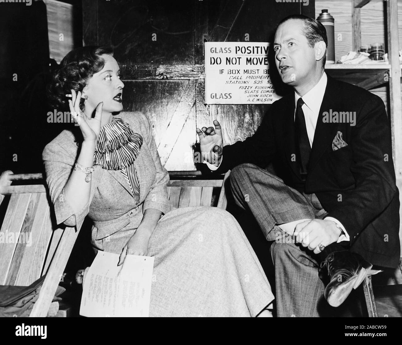 JUNE BRIDE, from left: Bette Davis, robert Montgomery rehearsing on set ...
