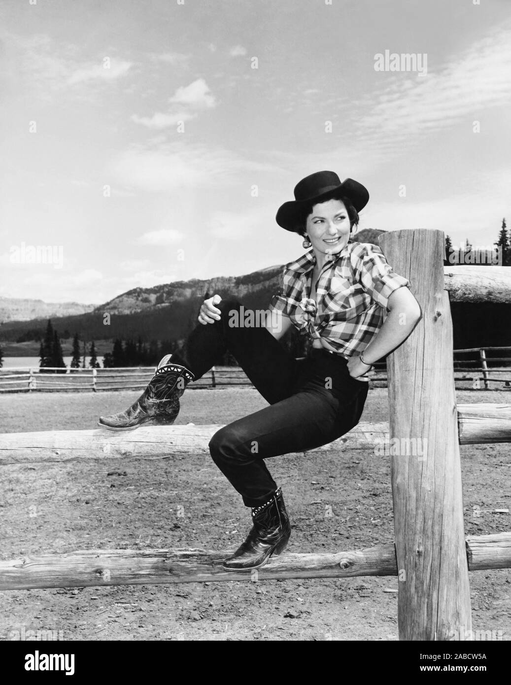 JUBAL, Valerie French on location in Jackson Hole, Wyoming, 1956 Stock Photo - Alamy