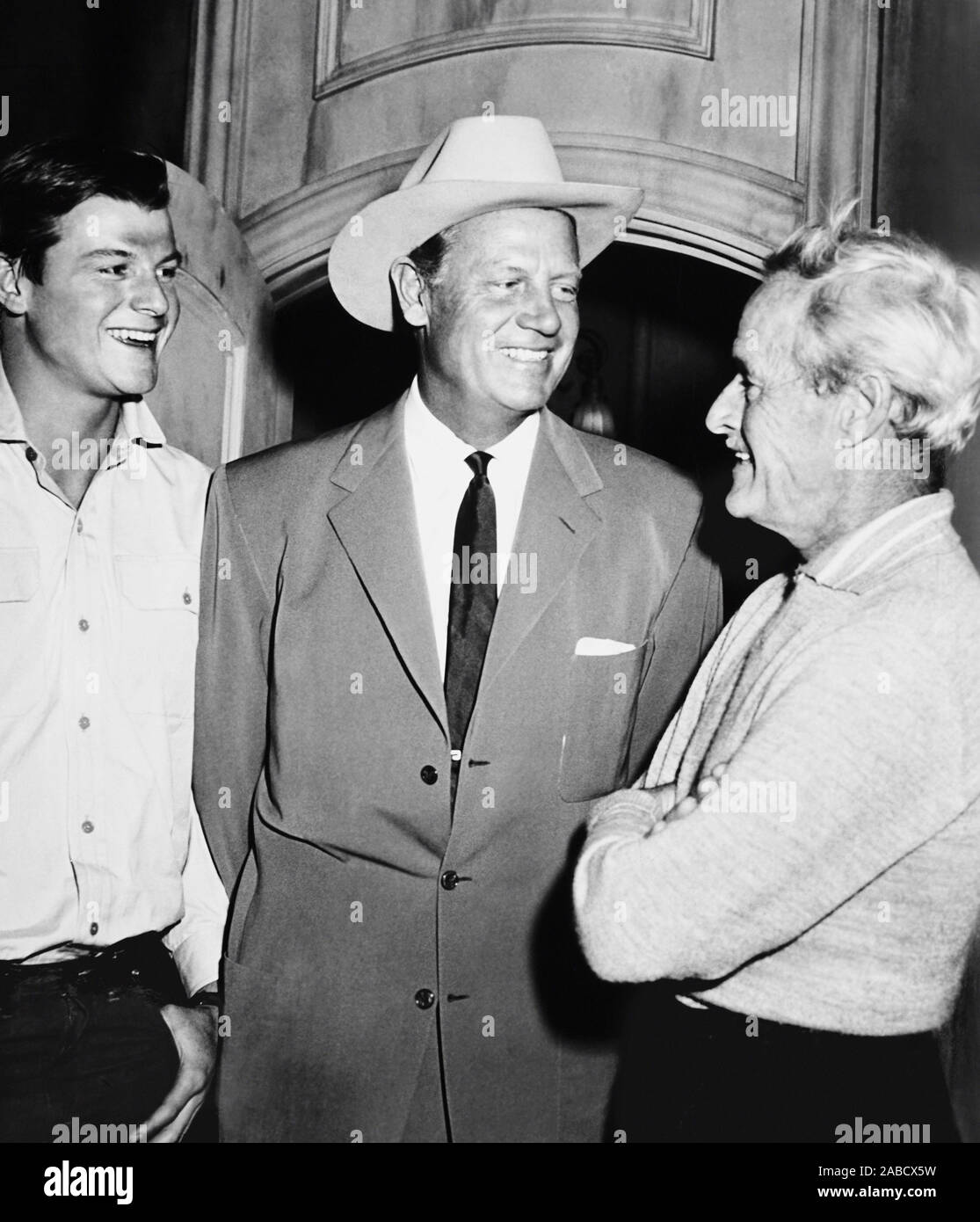 LAFAYETTE ESCADRILLE, Joel McCrea (center) visiting son Jody McCrea ...