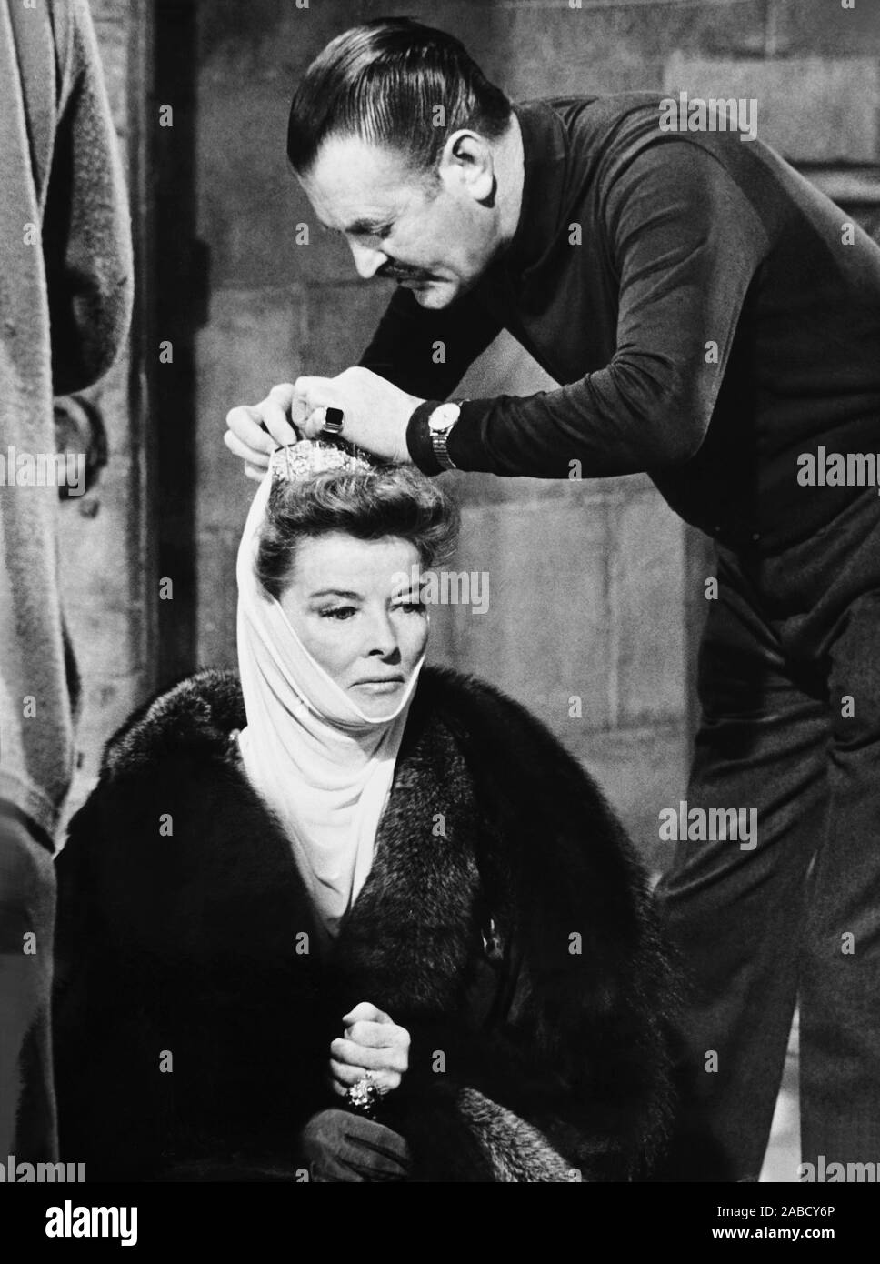 THE LION IN WINTER, from left: Katharine Hepburn, makeup artist Alfred ...