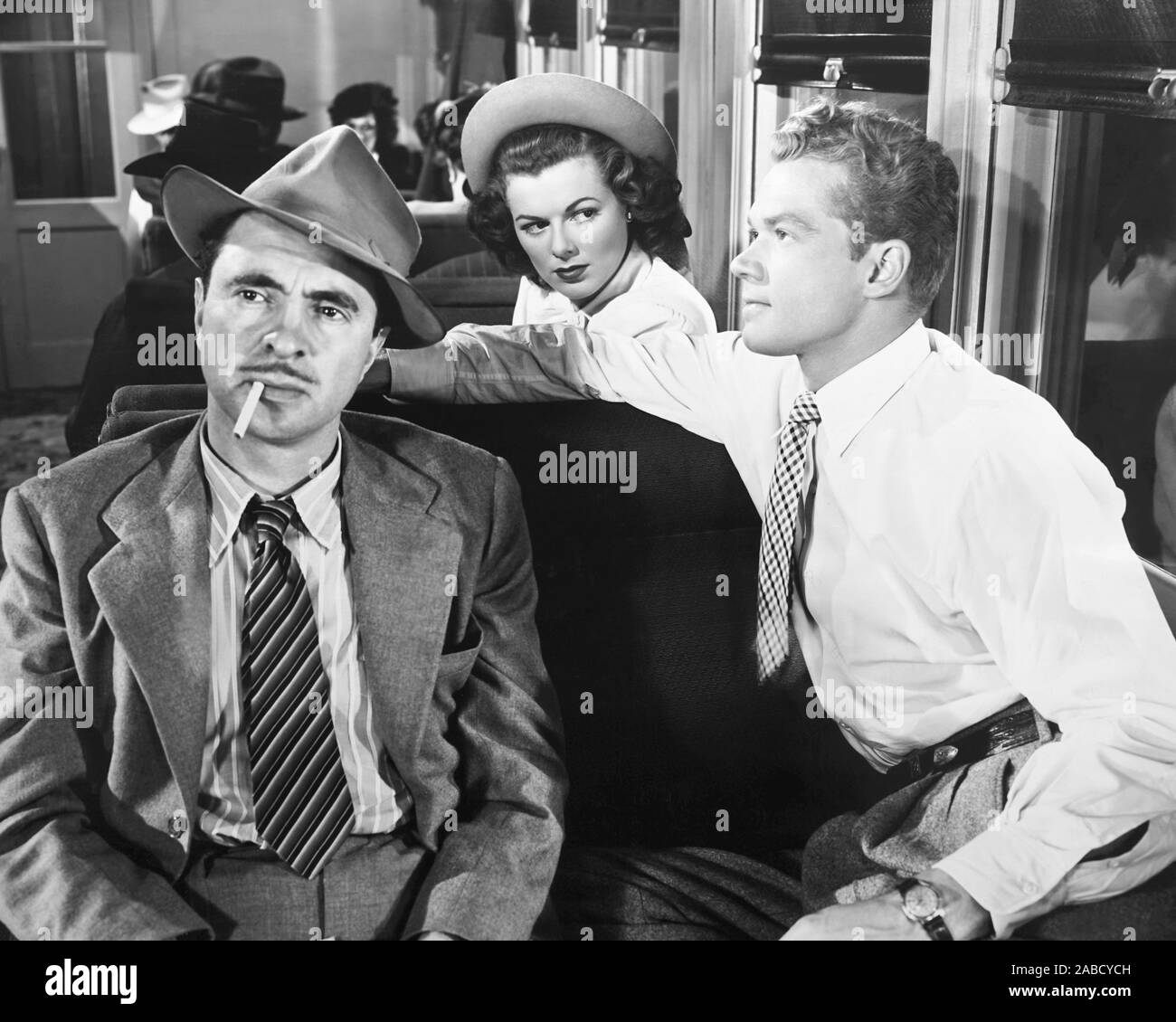 A LIKELY STORY, from left: Sam Levene, Barbara Hale, Bill Williams ...
