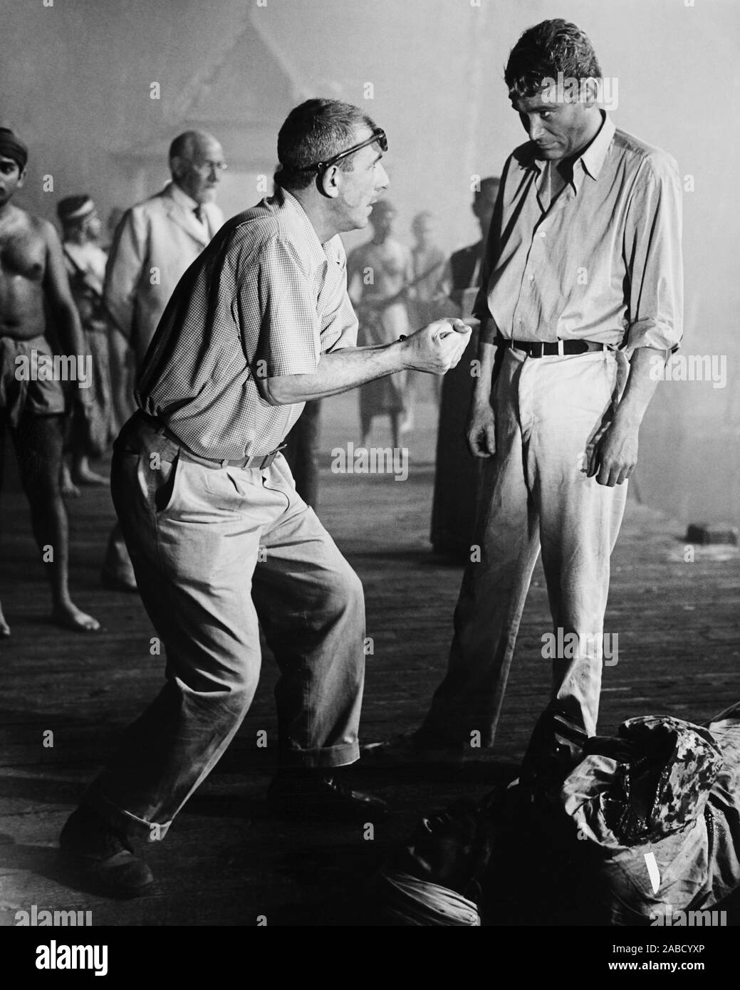 LORD JIM, from left: director Richard Brooks, Peter O'Toole on set ...