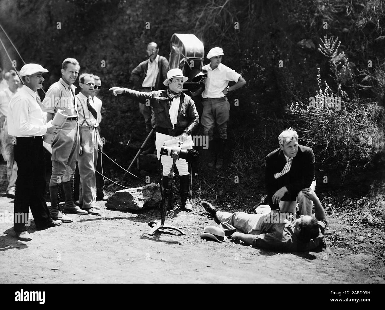 THE LOST SPECIAL, director Henry MacRae (arm outstretched), Ernie ...