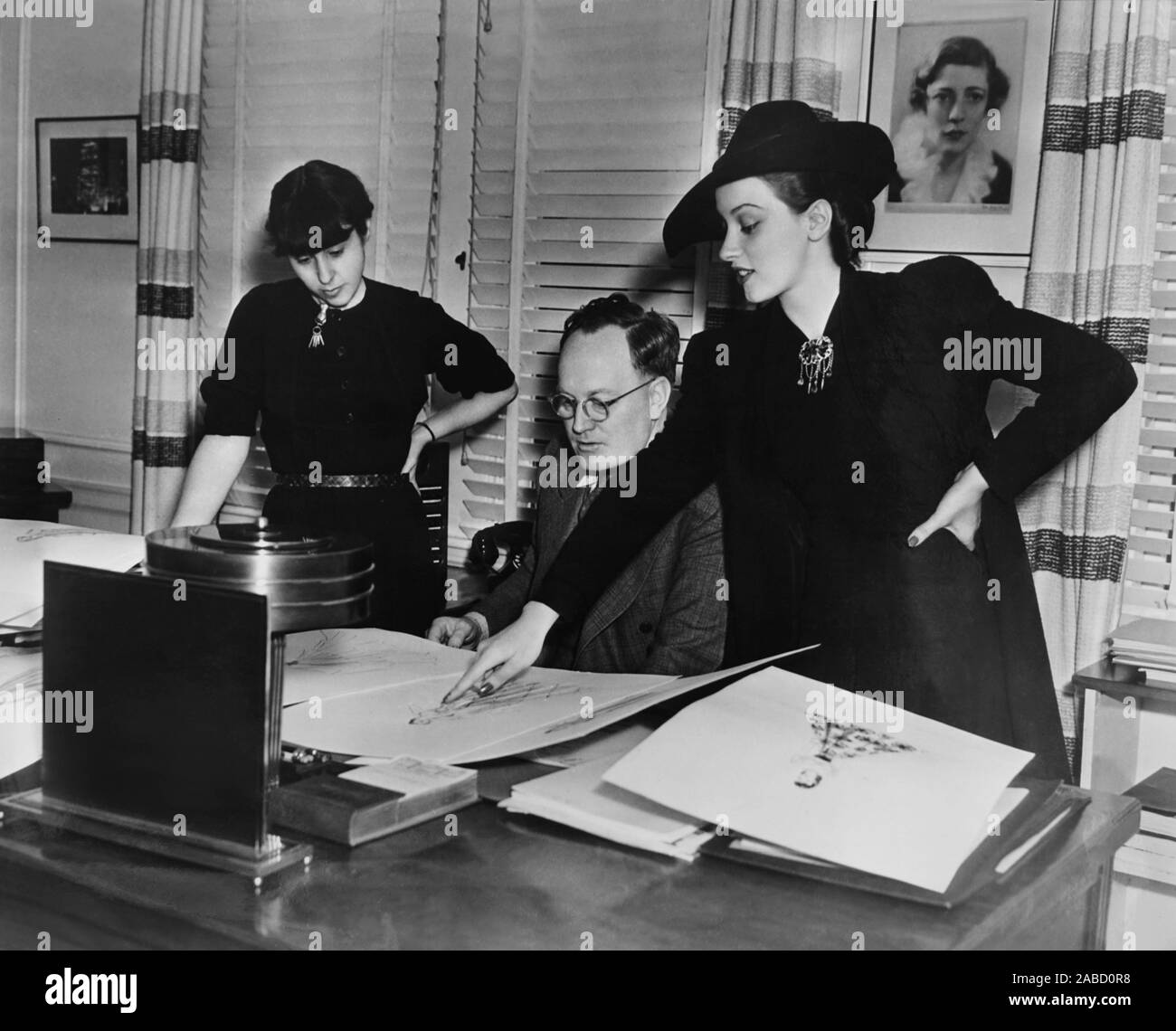 THE MAGNIFICENT FRAUD, from left: costume designer Edith Head, producer ...