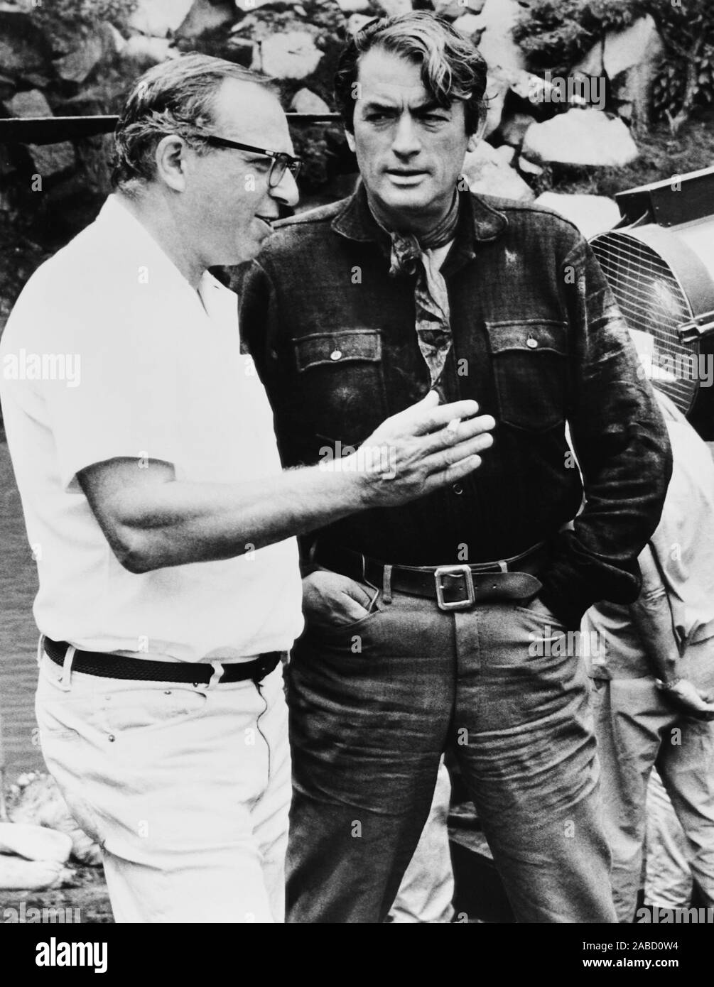 MACKENNA'S GOLD, from left: screenwriter Carl foreman, Gregory Peck on ...