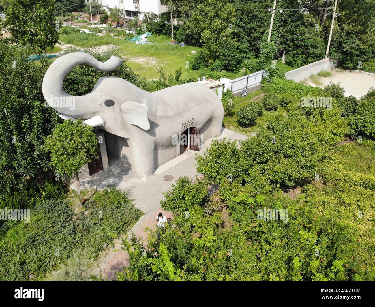 Bird view of the elephant-shape public toilet in Zhengzhou city ...