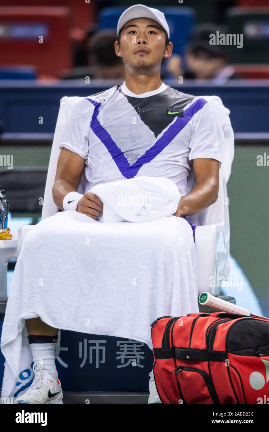 Chinese professional tennis player Zhang Ze competes against Spanish ...