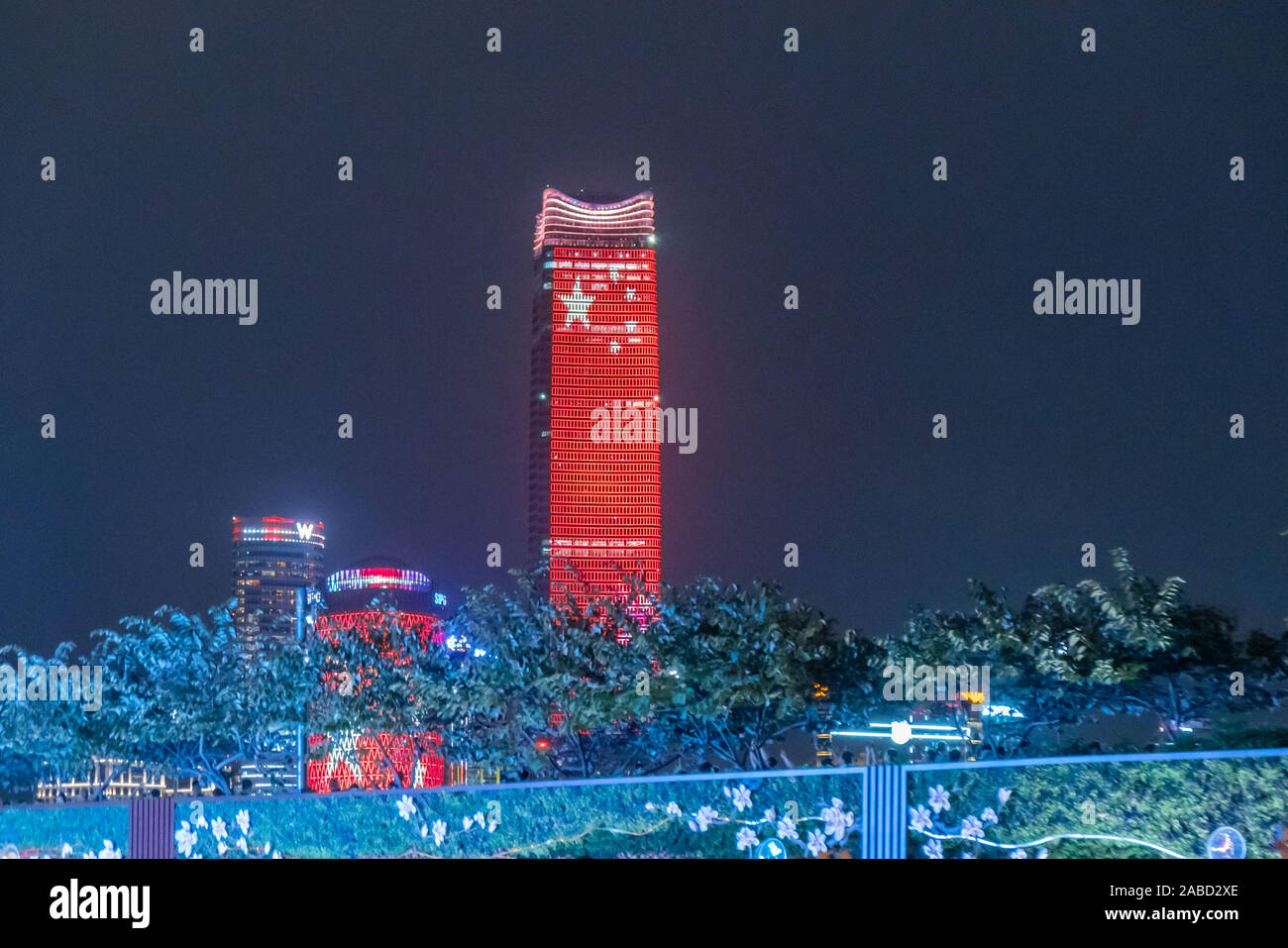A grand light show is performed at the Bund with local landmarks as ...