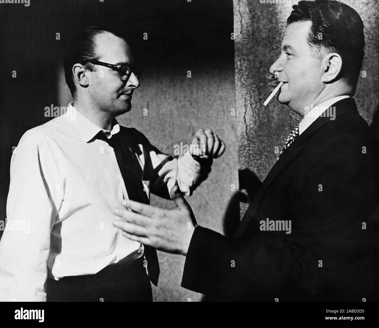 MURDER, INC., from left: director Burt Balaban, Henry Morgan on set ...