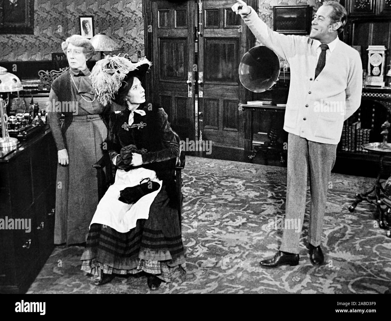 MY FAIR LADY, from left, Mona Washbourne, Audrey Hepburn, Rex Harrison ...