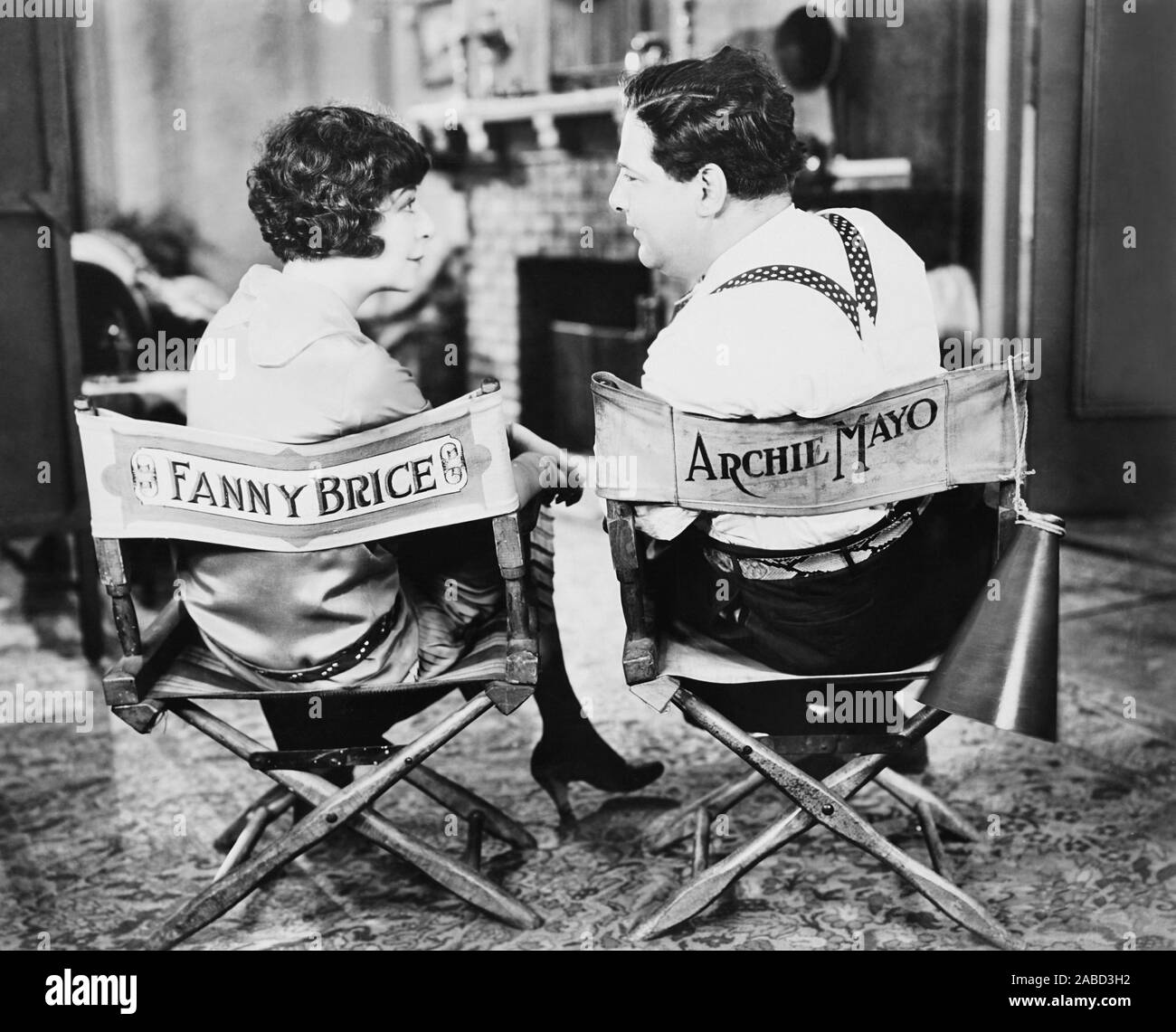 MY MAN, from left: Fanny Brice, director Archie Mayo on set, 1929 Stock ...