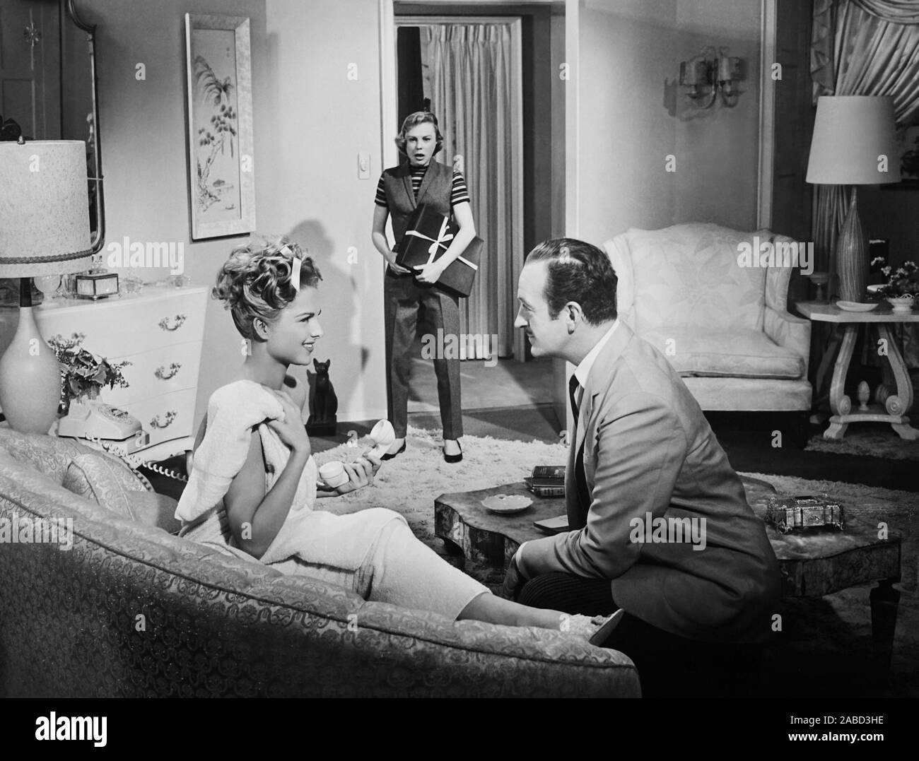 MY MAN GODFREY, from left: Martha Hyer, June Allyson, David Niven, 1957 ...