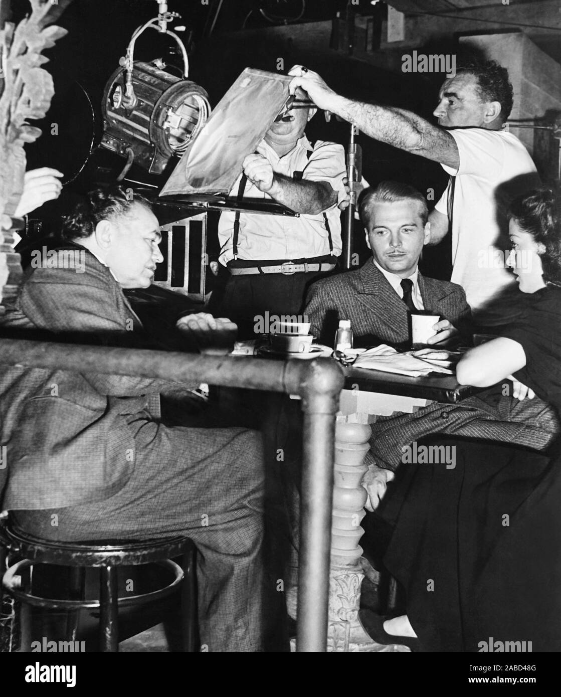 NIGHT HAS A THOUSAND EYES, from left: Edward G. Robinson, John Lund ...