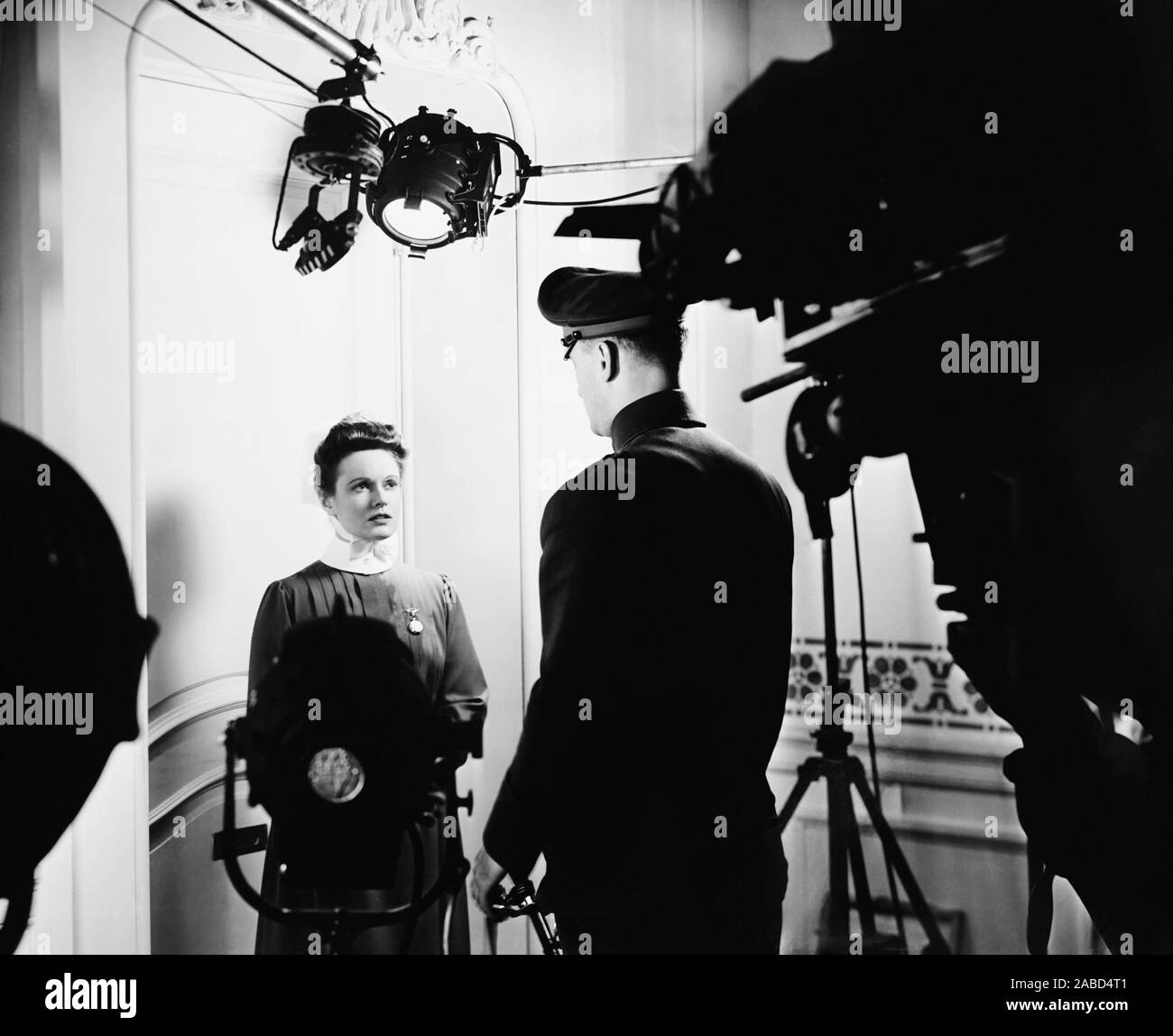 NURSE EDITH CAVELL, from left: Anna Neagle, George Sanders filming on ...