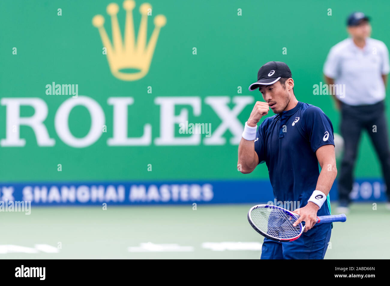 Chinese professional tennis player Li Zhe competes against French ...