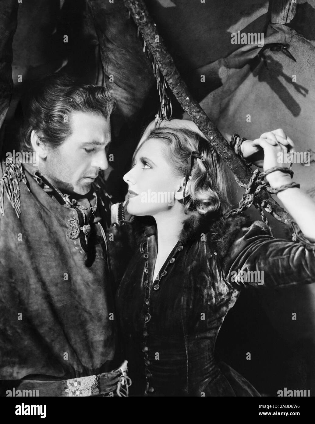 THE PLAINSMAN, from left: Gary Cooper, Jean Arthur, 1936 Stock Photo ...