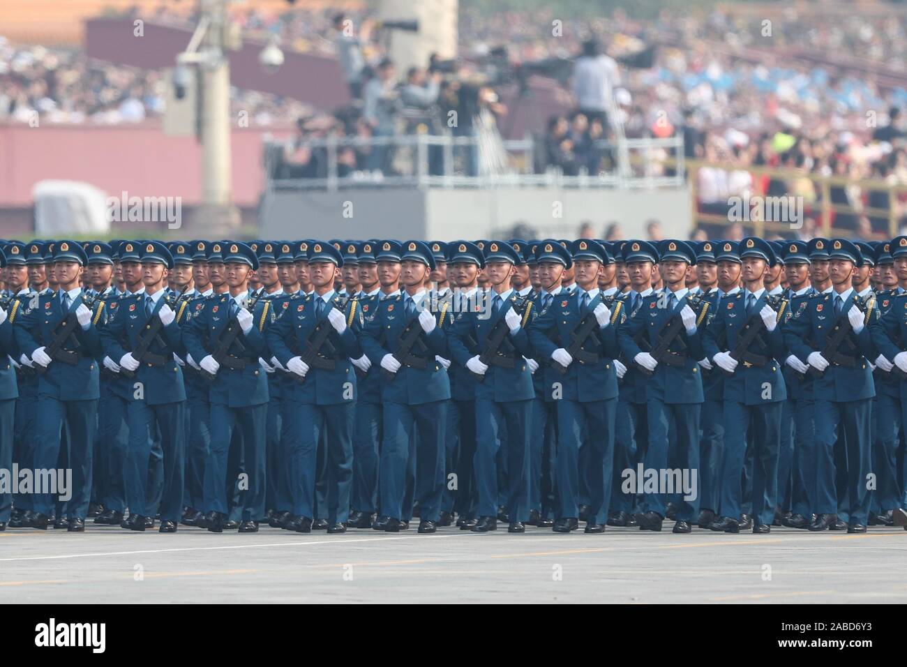 Soldiers, sailors and pilots of various troops line up and proceed ...
