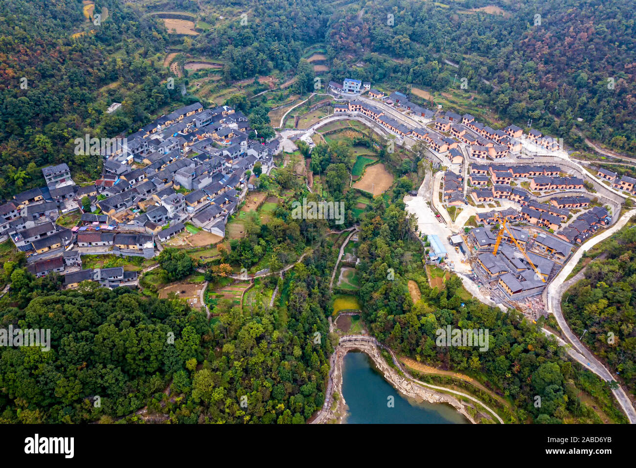 An aerial view of a village of Miao, one of the 55 official minority ...