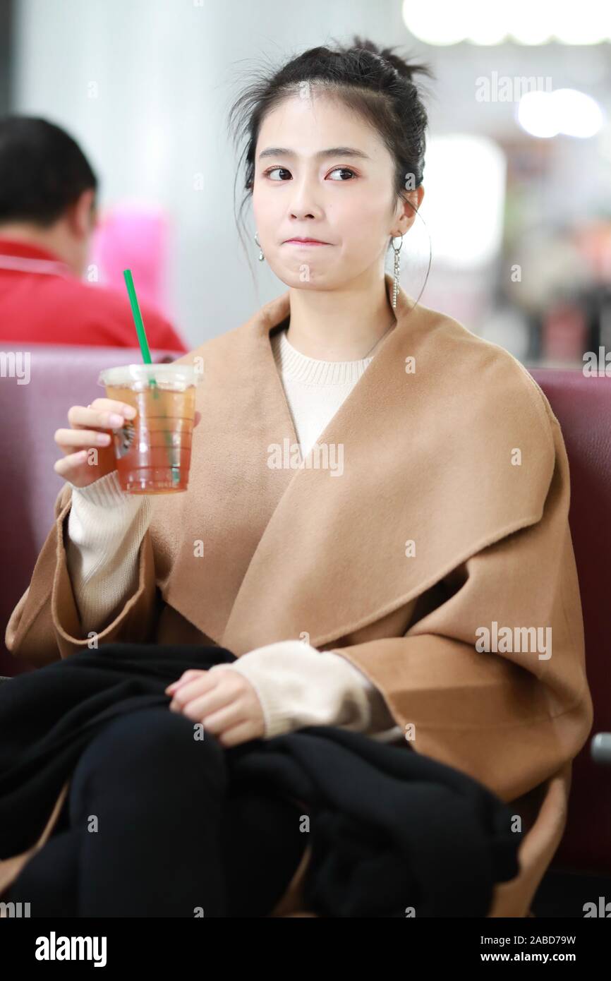 Chinese actress Bai Lu arrives at a Beijing airport before departure in ...