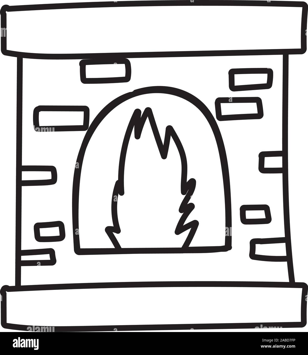 chimney bricks flame decoration icon vector illustration Stock Vector ...