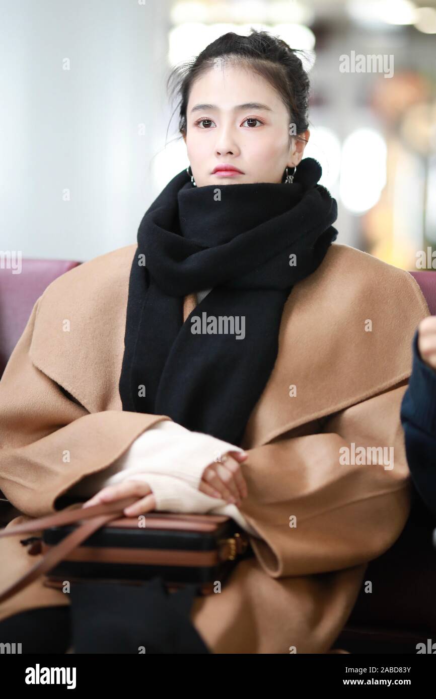 Chinese actress Bai Lu arrives at a Beijing airport before departure in ...