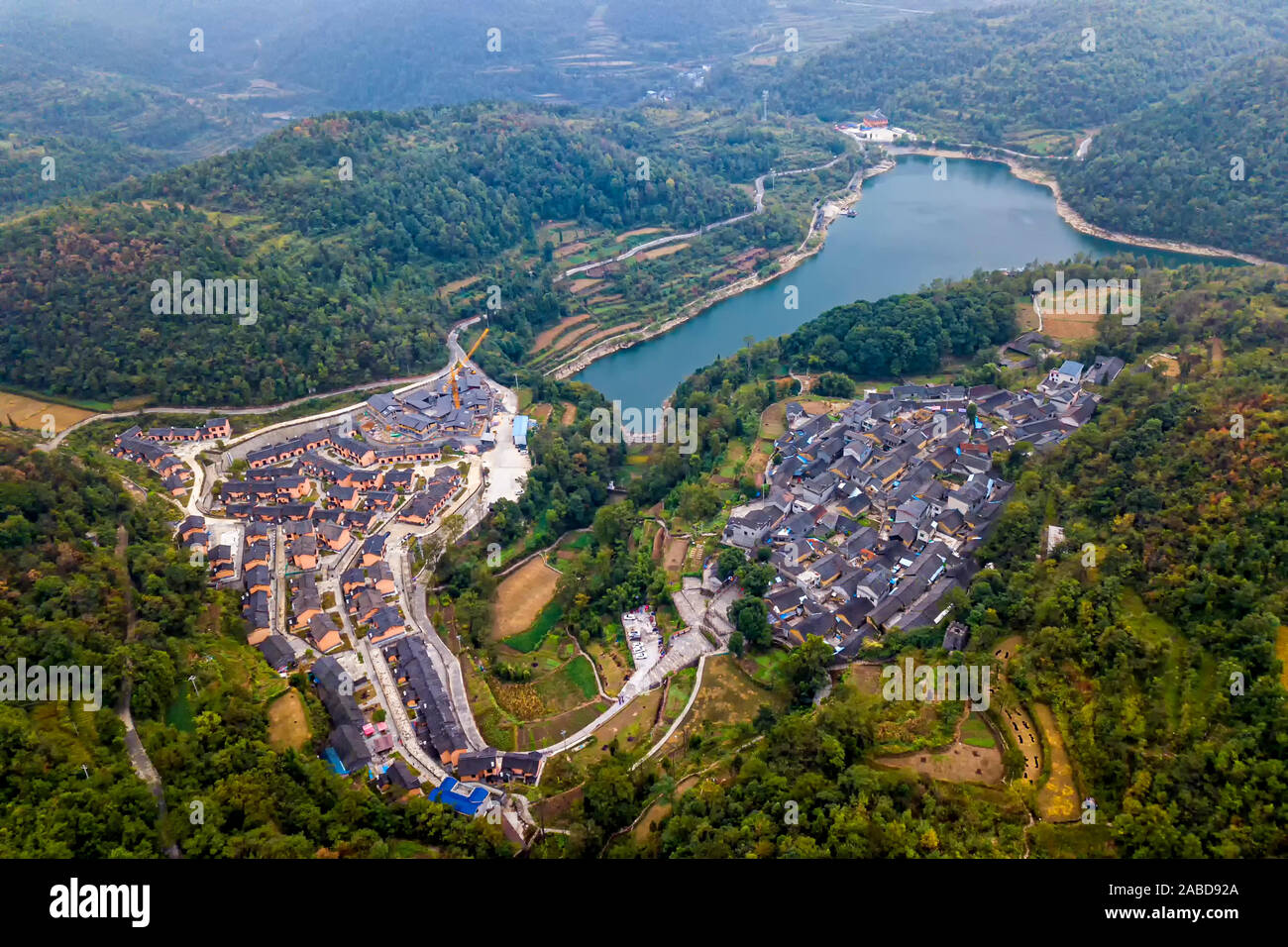 An aerial view of a village of Miao, one of the 55 official minority ...