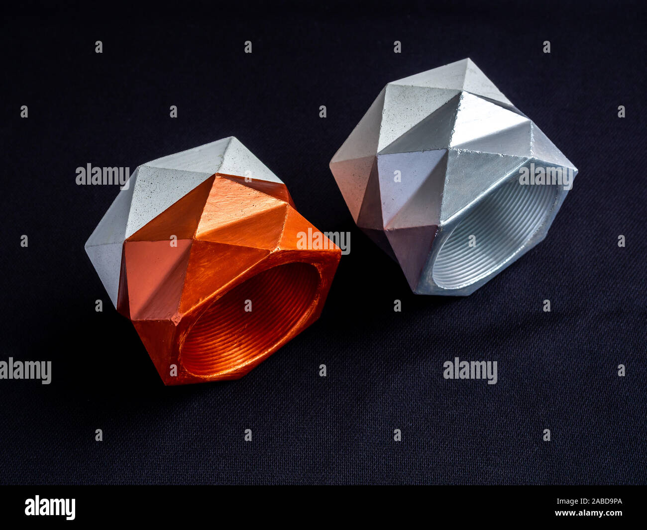 Cactus pot. Beautiful painted concrete pot. Empty modern geometric ...