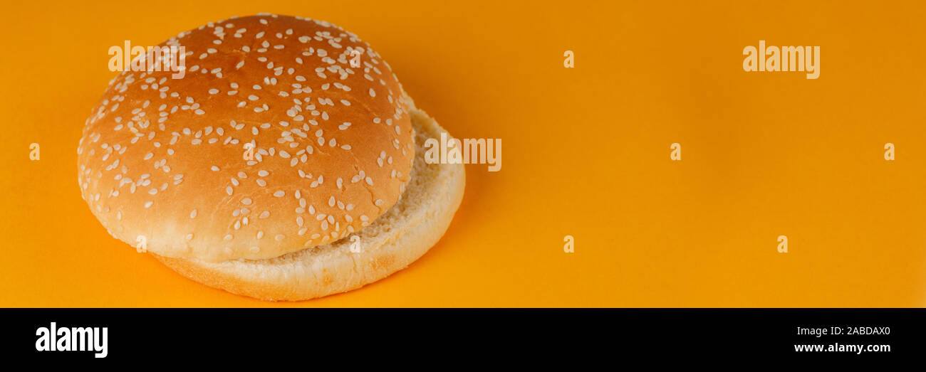 Burger bun empty isolated. American food classic round burger bread ...