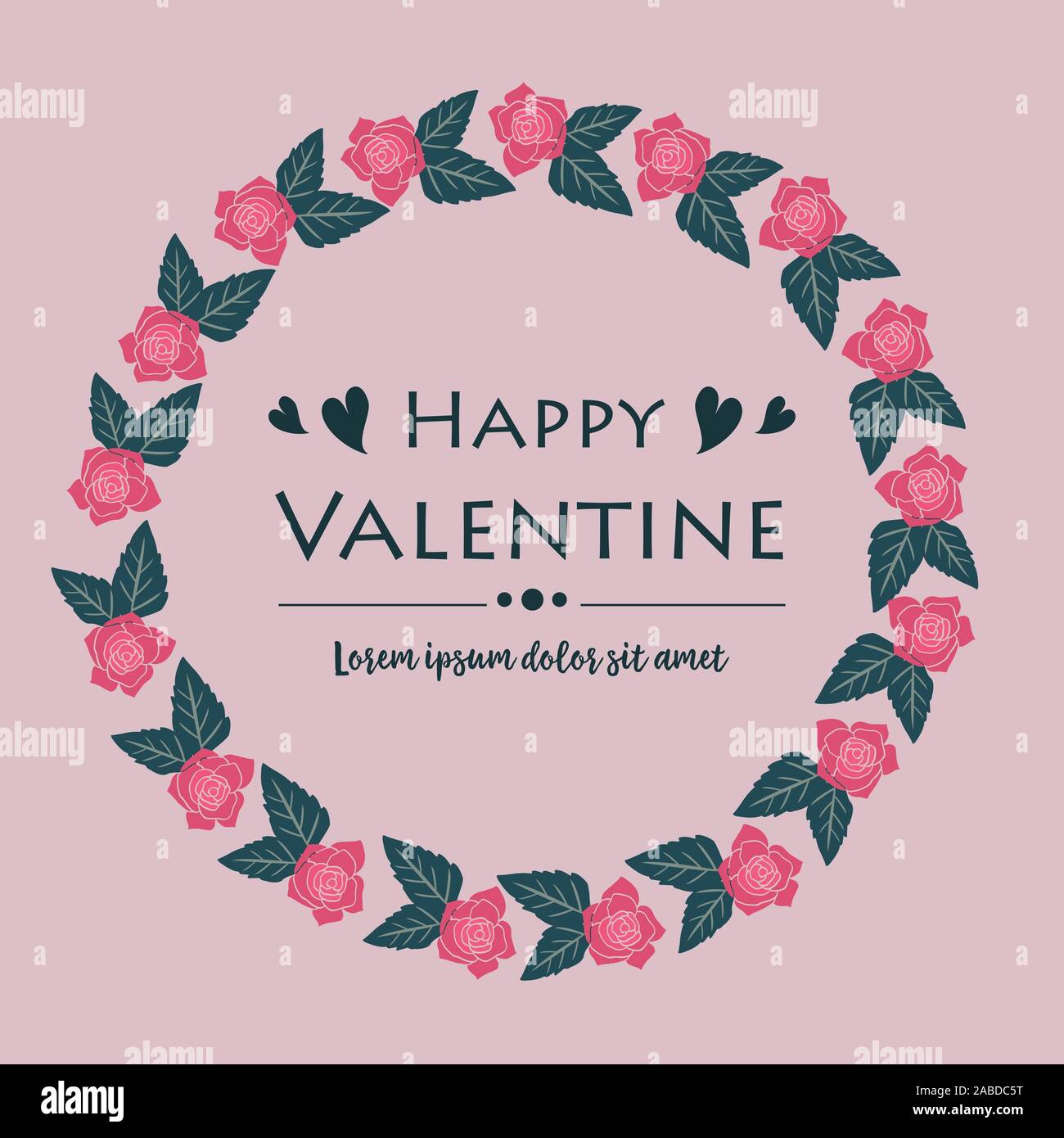 Design banner of happy valentine, with vintage pink flower frame art ...