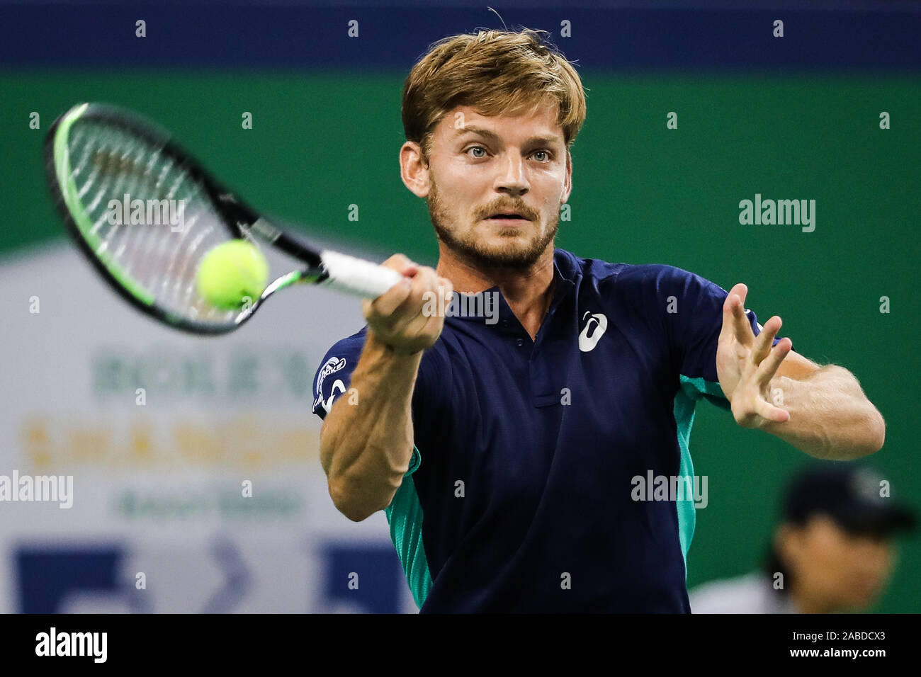 Belgian professional tennis player David Goffin competes against Swiss ...