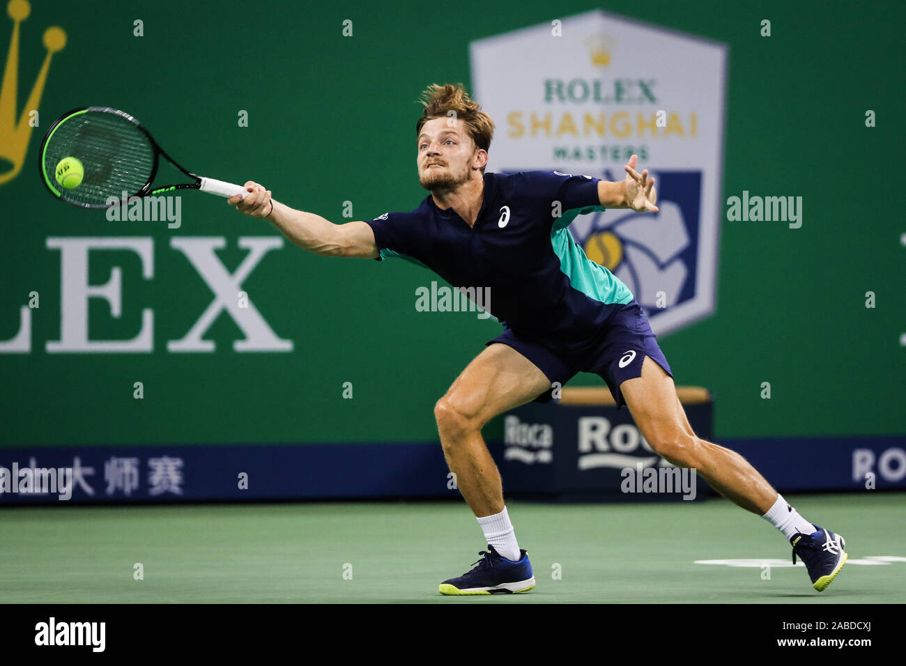 Belgian professional tennis player David Goffin competes against Swiss ...