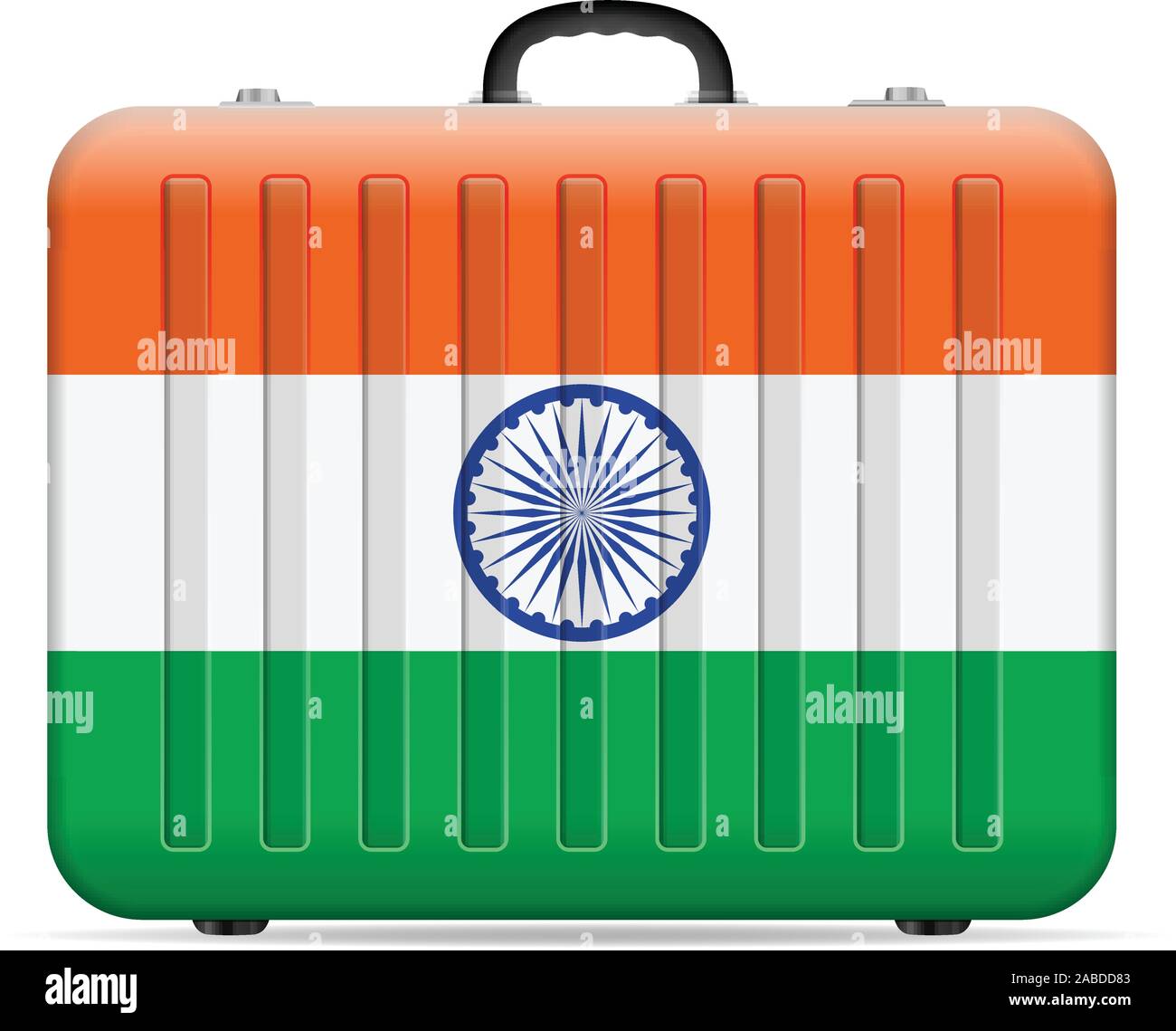 India flag travel suitcase on a white background. Vector illustration ...