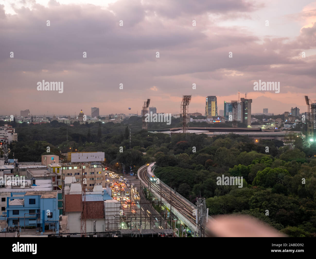 View of the Bangalore M Chinnaswamy Stadium At Sunset Stock Photo - Alamy