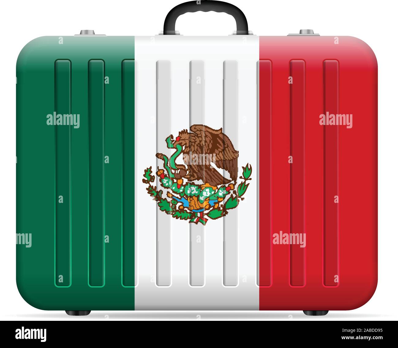 Mexico flag travel suitcase on a white background. Vector illustration ...