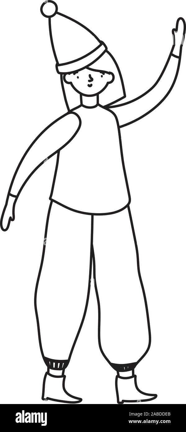 woman with ugly sweater and hat character vector illustration thick ...