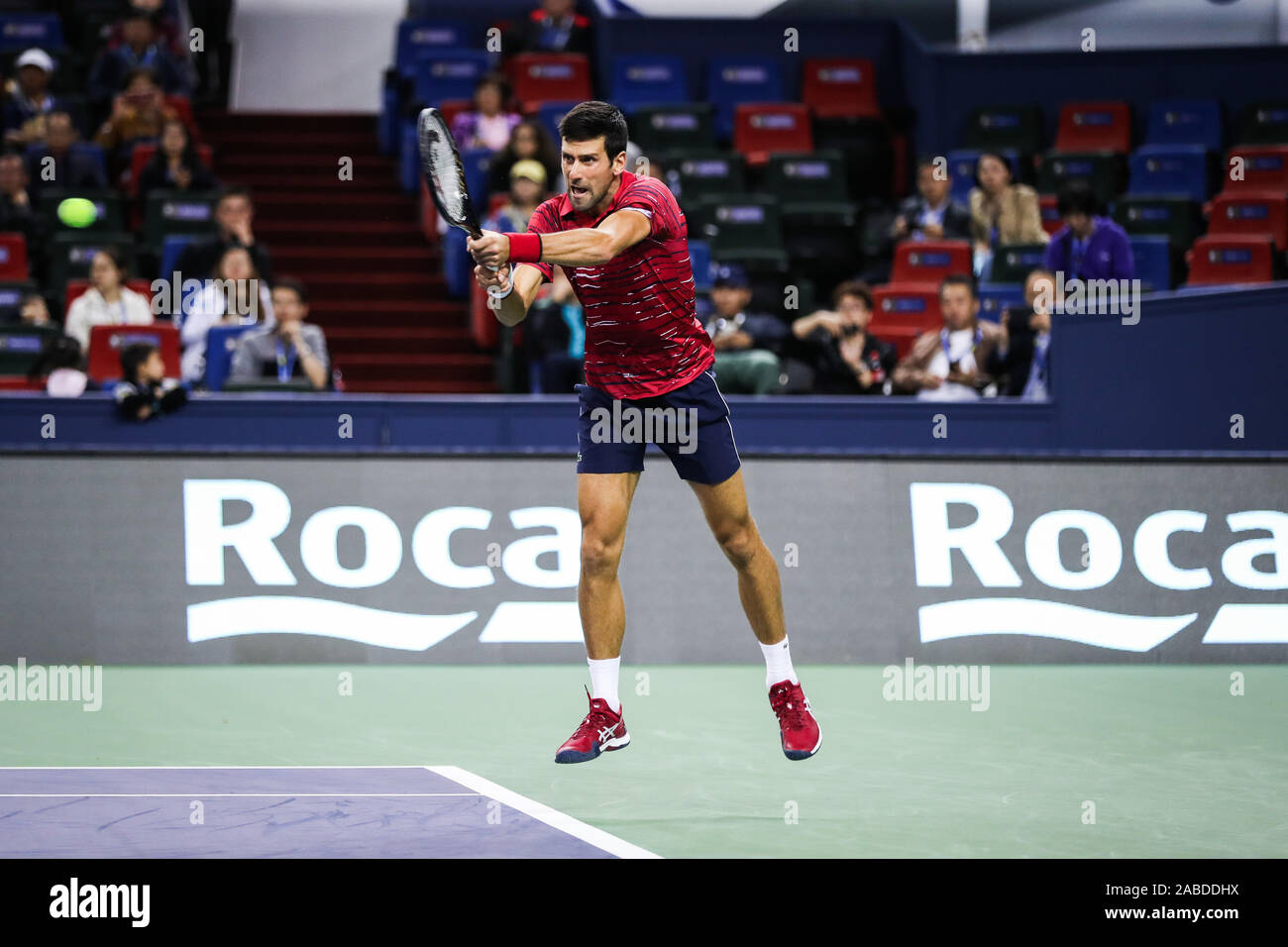 Serbian professional tennis player Novak Djokovic competes against ...