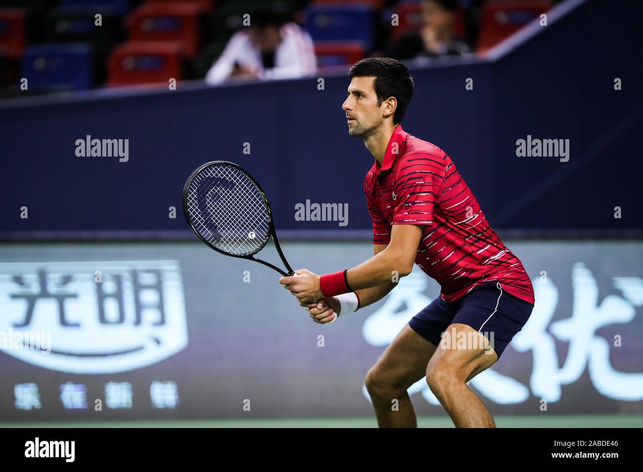 Serbian professional tennis player Novak Djokovic competes against ...