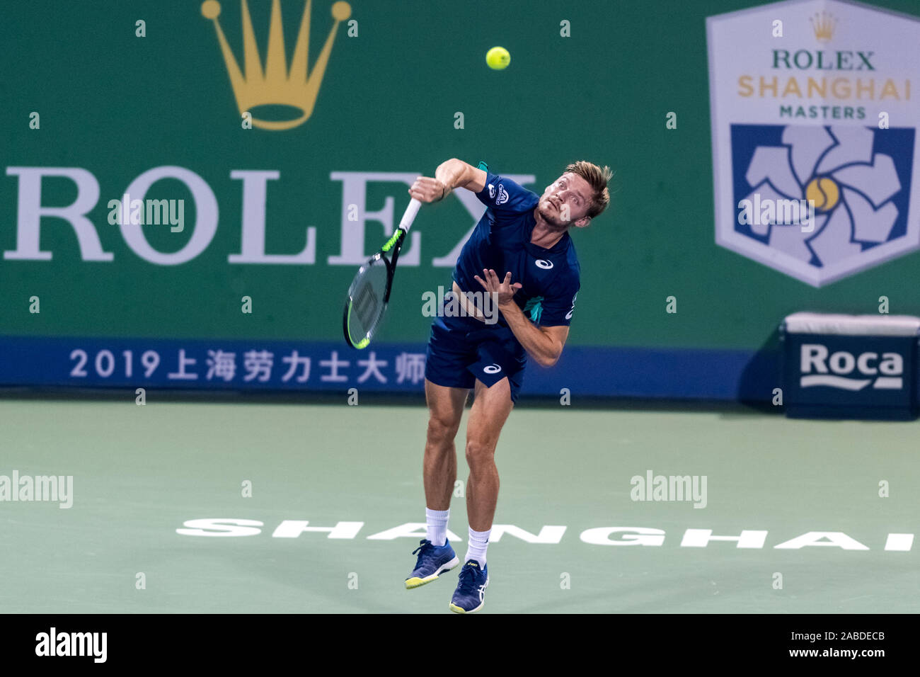 Belgian professional tennis player David Goffin competes against French ...