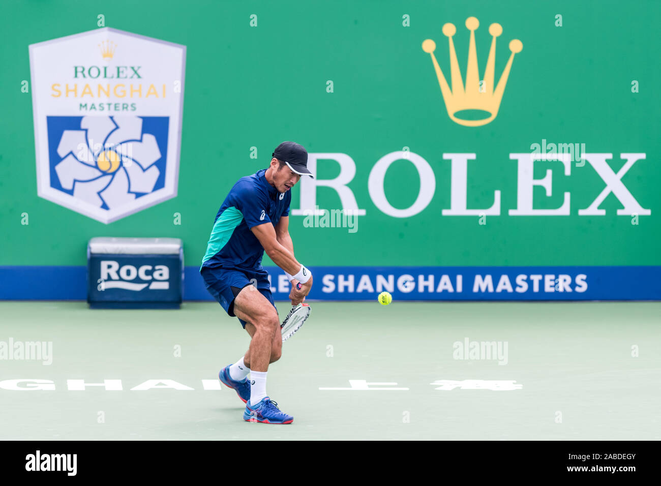 Chinese professional tennis player Li Zhe competes against French ...