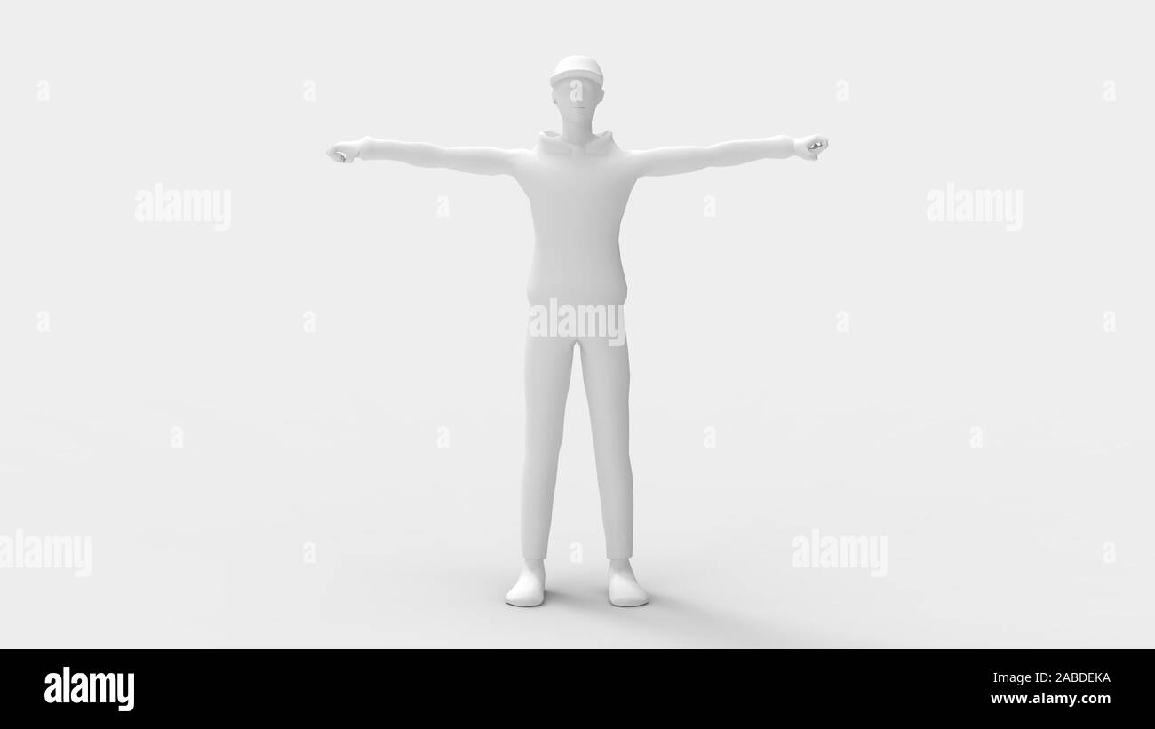 3d rendering of a man model with arms spread isolated in studio Stock ...