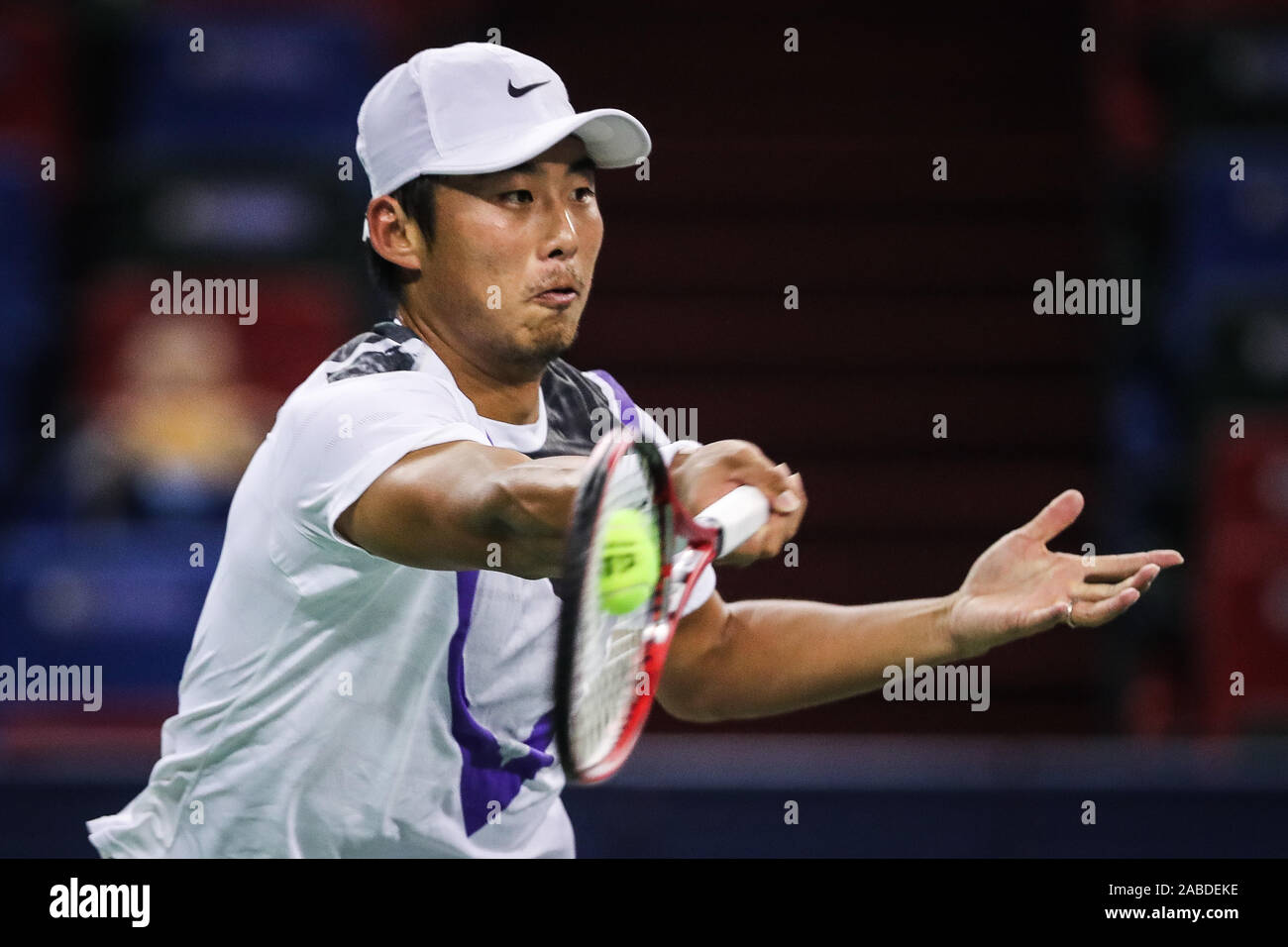 Chinese professional tennis player Zhang Ze competes against Spanish ...