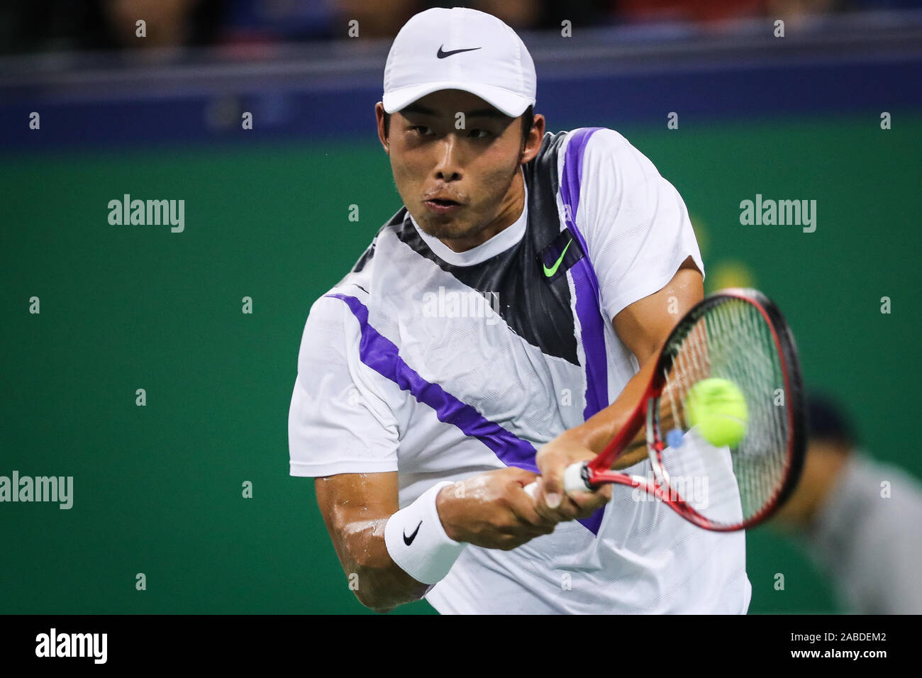 Chinese professional tennis player Zhang Ze competes against Spanish ...