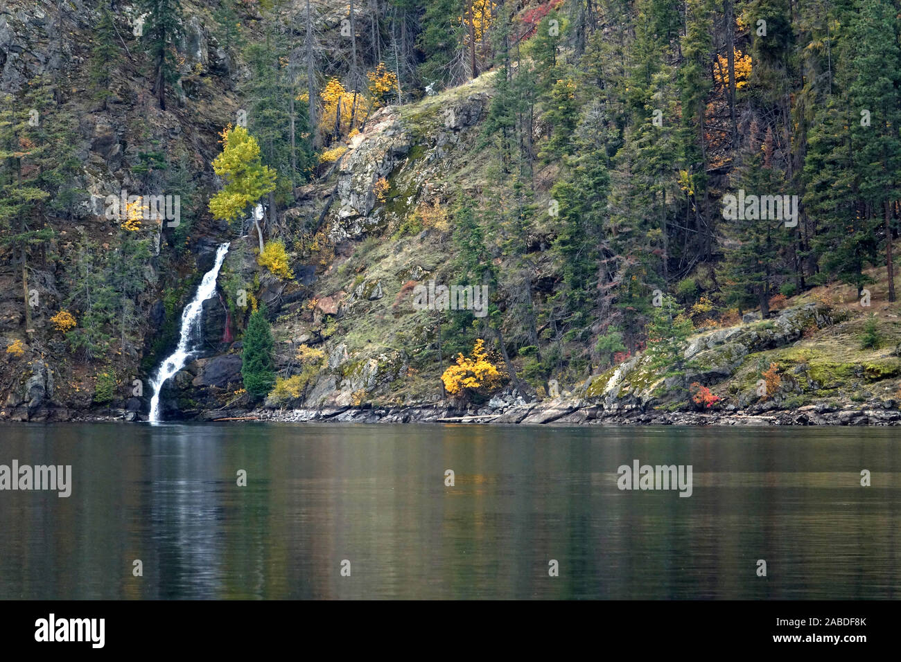 Domke Falls feeds into Lake Chelan from Domke Lake Stock Photo - Alamy
