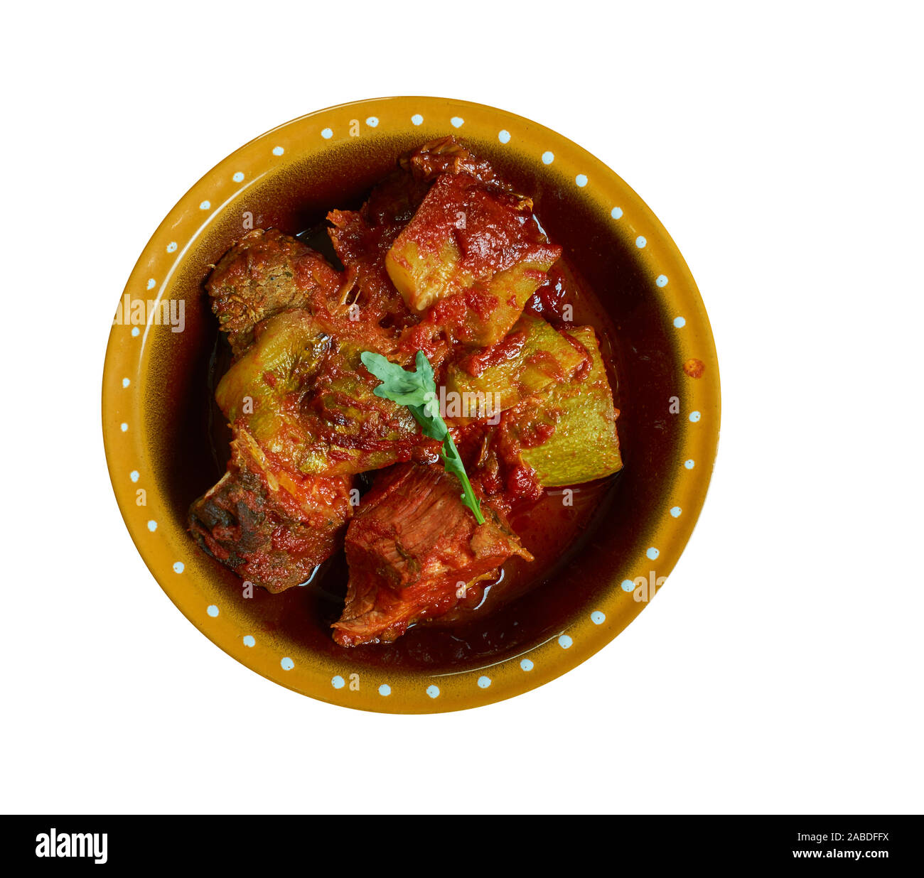 Carne de cerdo en pipian rojo, Pork in red sauce, Mexican cuisine Stock ...