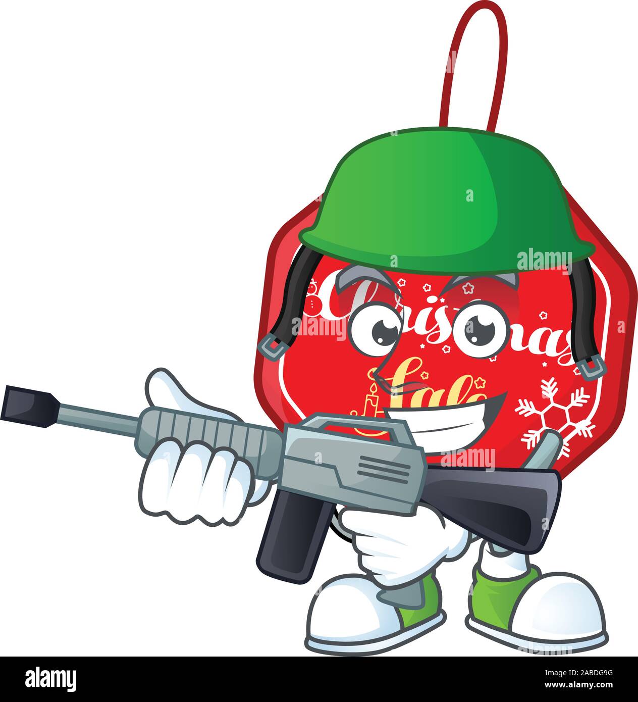 A cartoon style of christmas sale tag Army with machine gun Stock ...