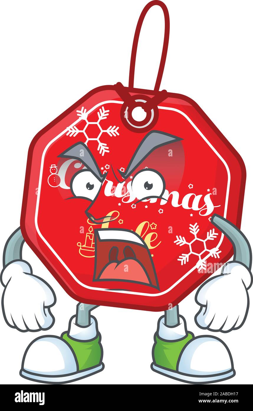 Mascot of angry christmas sale tag cartoon character design Stock ...