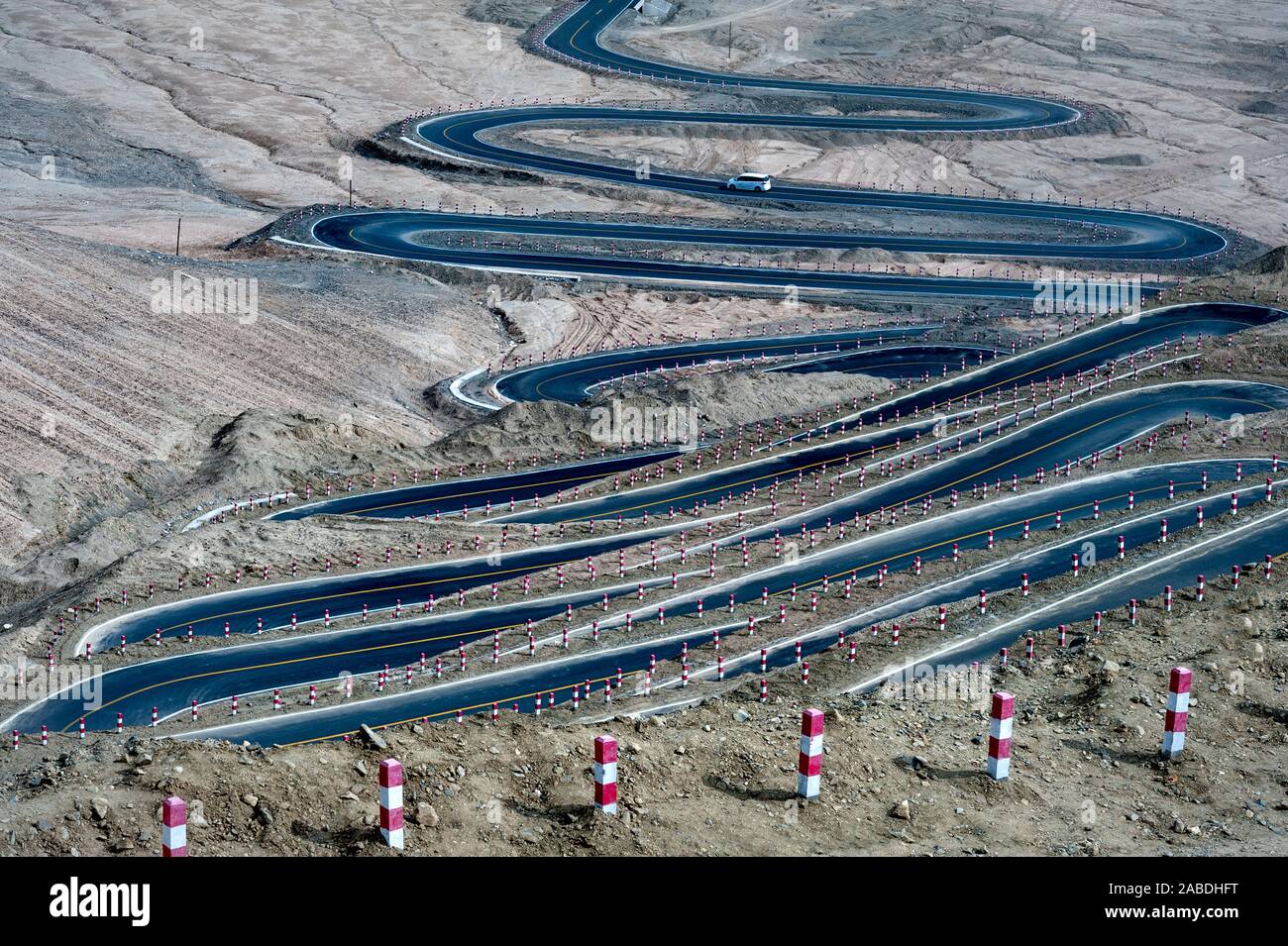 View of the road, commonly known as Panlong Road, in the Taxkorgan ...